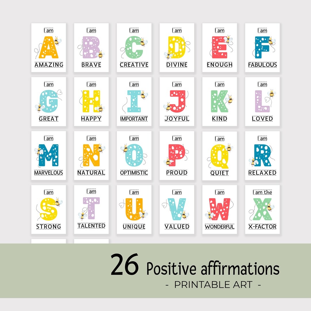 School Wall Decoration Alphabet Positive Affirmations for Kids, Self ...