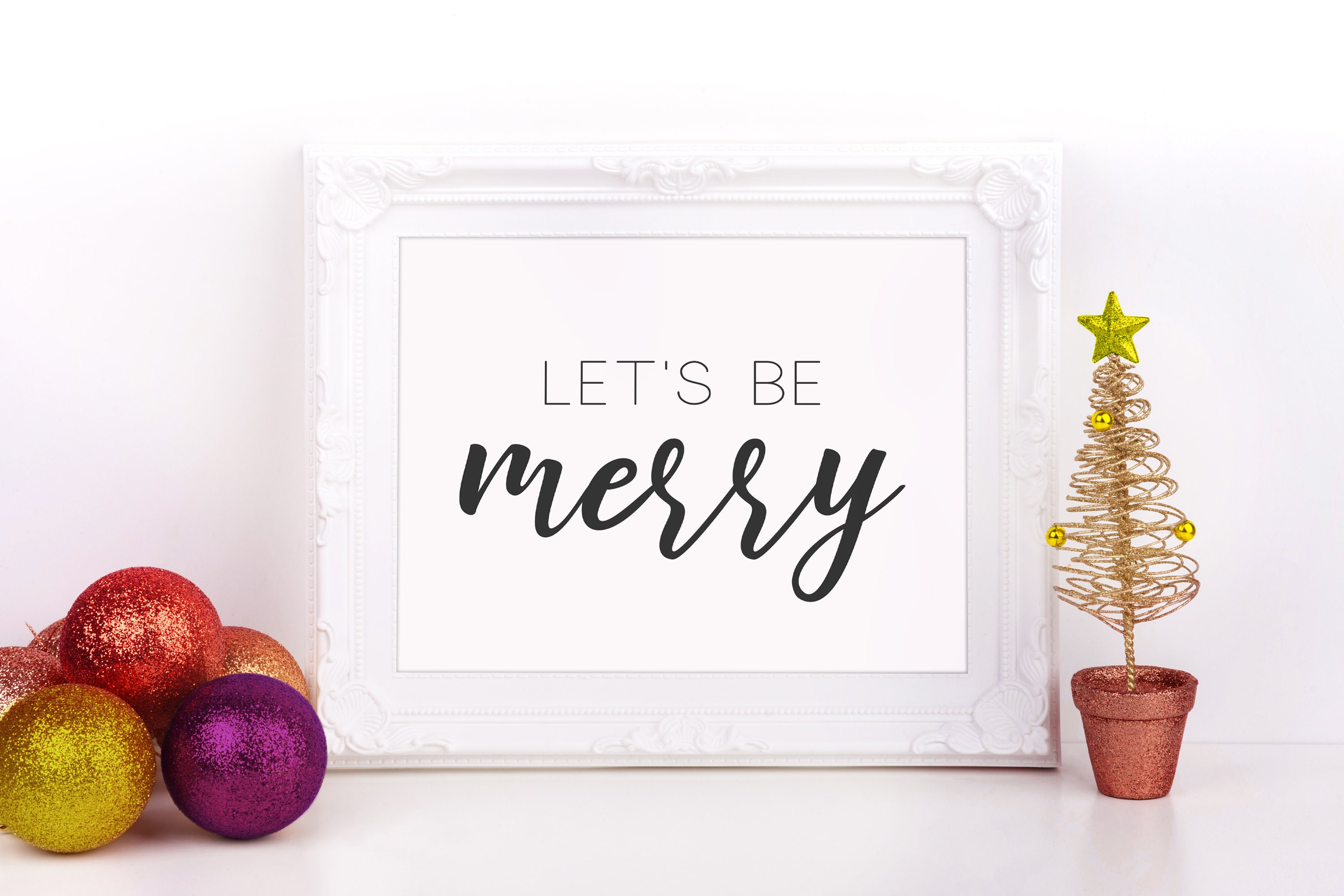 Let's Be Merry Sign, Christmas Decor, Printable Wall Hanging, Let's Be ...