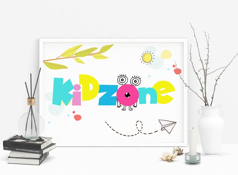 Playroom Decor Kids Zone Sign Printable Art, Kids Room Decor, Nursery ...
