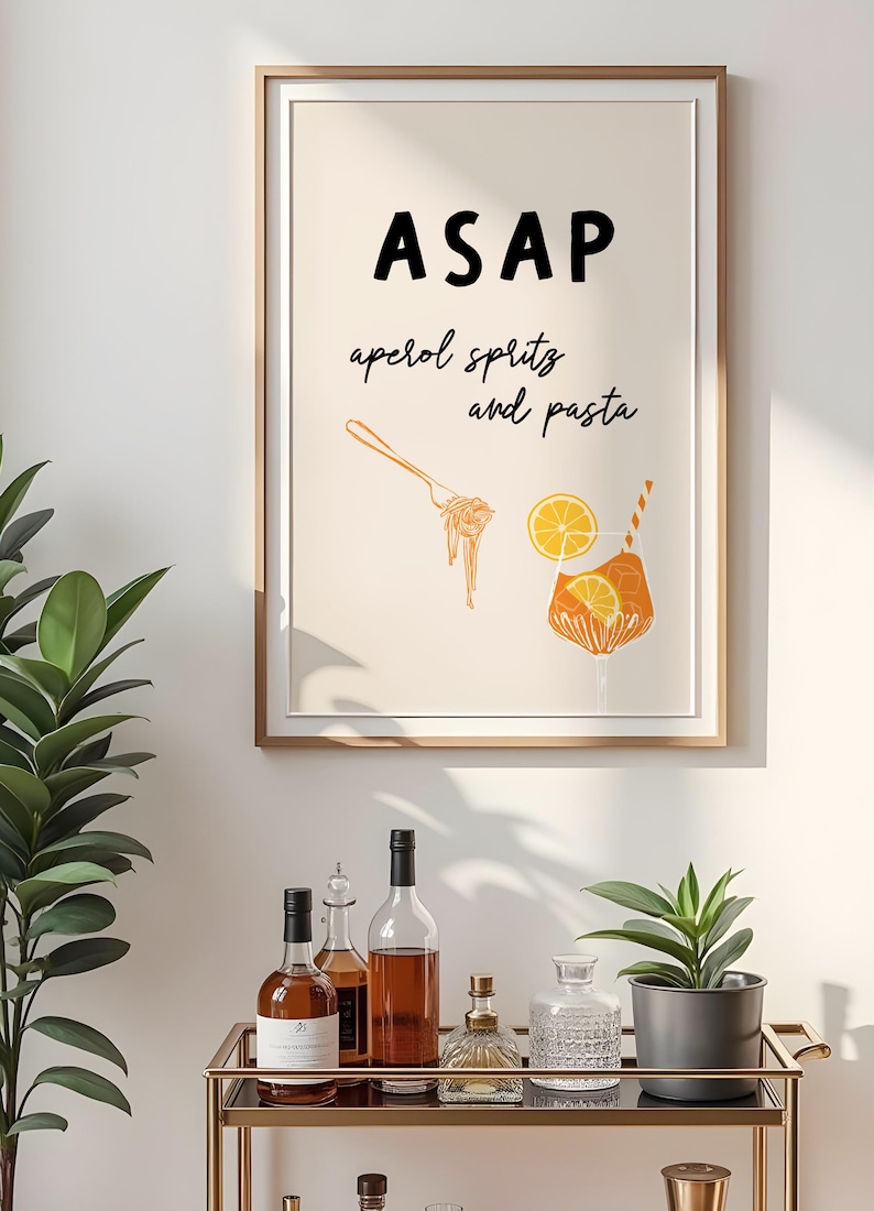 Aperol Spritz Print | Italian Bar Cart Decor | Cocktail Poster | Aperol ...