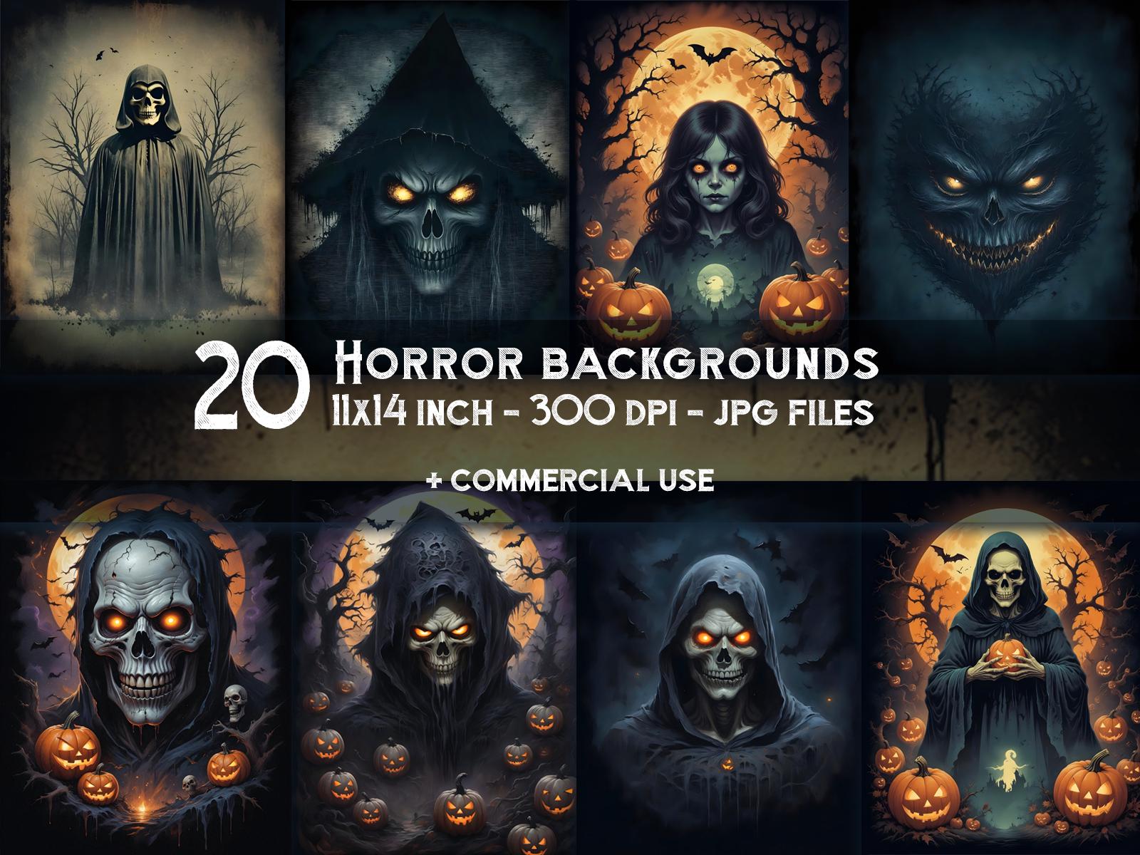 Horror Halloween Backgrounds Bundle Commercial Use, Printable Creepy ...