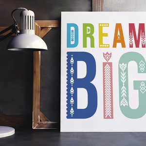 Dream Big Sign, Nursery Decor Wall Art, Kids Room Wall Quote Poster ...