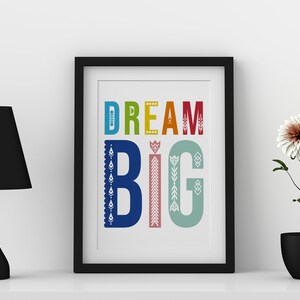 Dream Big Sign, Nursery Decor Wall Art, Kids Room Wall Quote Poster ...