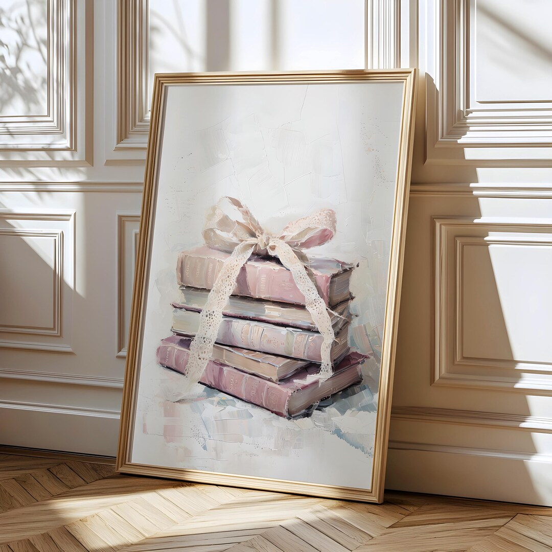 Literary Girl Room Decor Vintage Book Wall Art Messy Coquette Bow ...