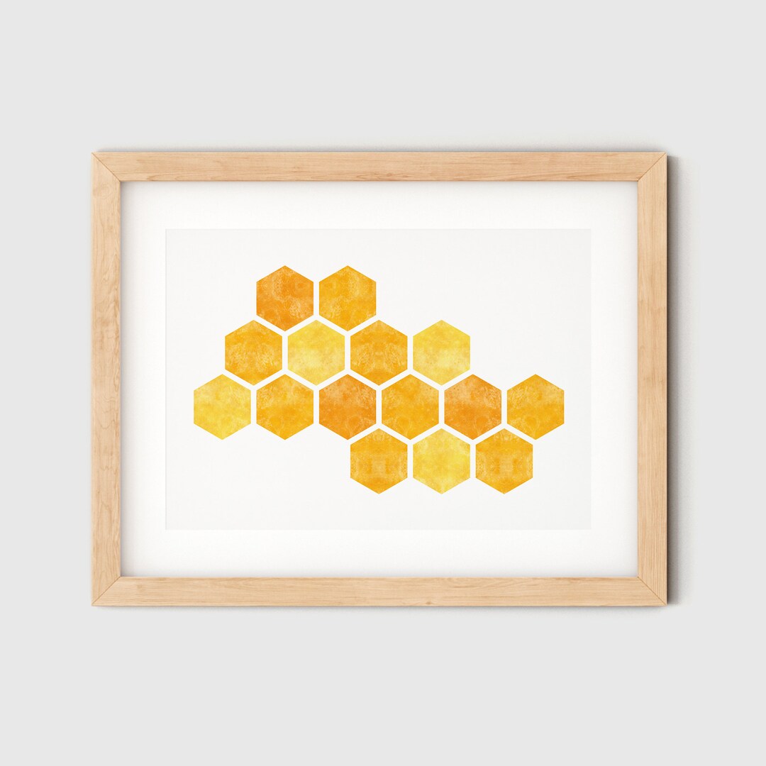 Bee Art Print Honeycomb Wall Art, Bee Printable Wall Art, Honeycomb ...