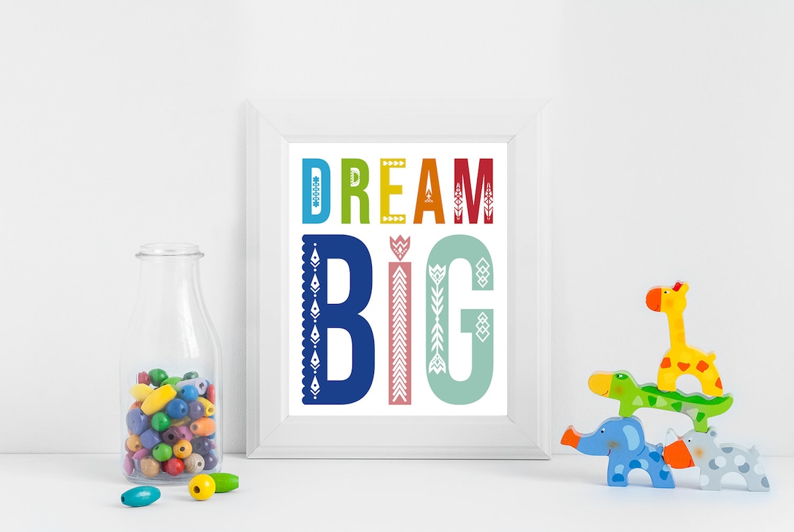 Dream Big Sign Nursery Decor Wall Art Kids Room Wall Quote | Etsy