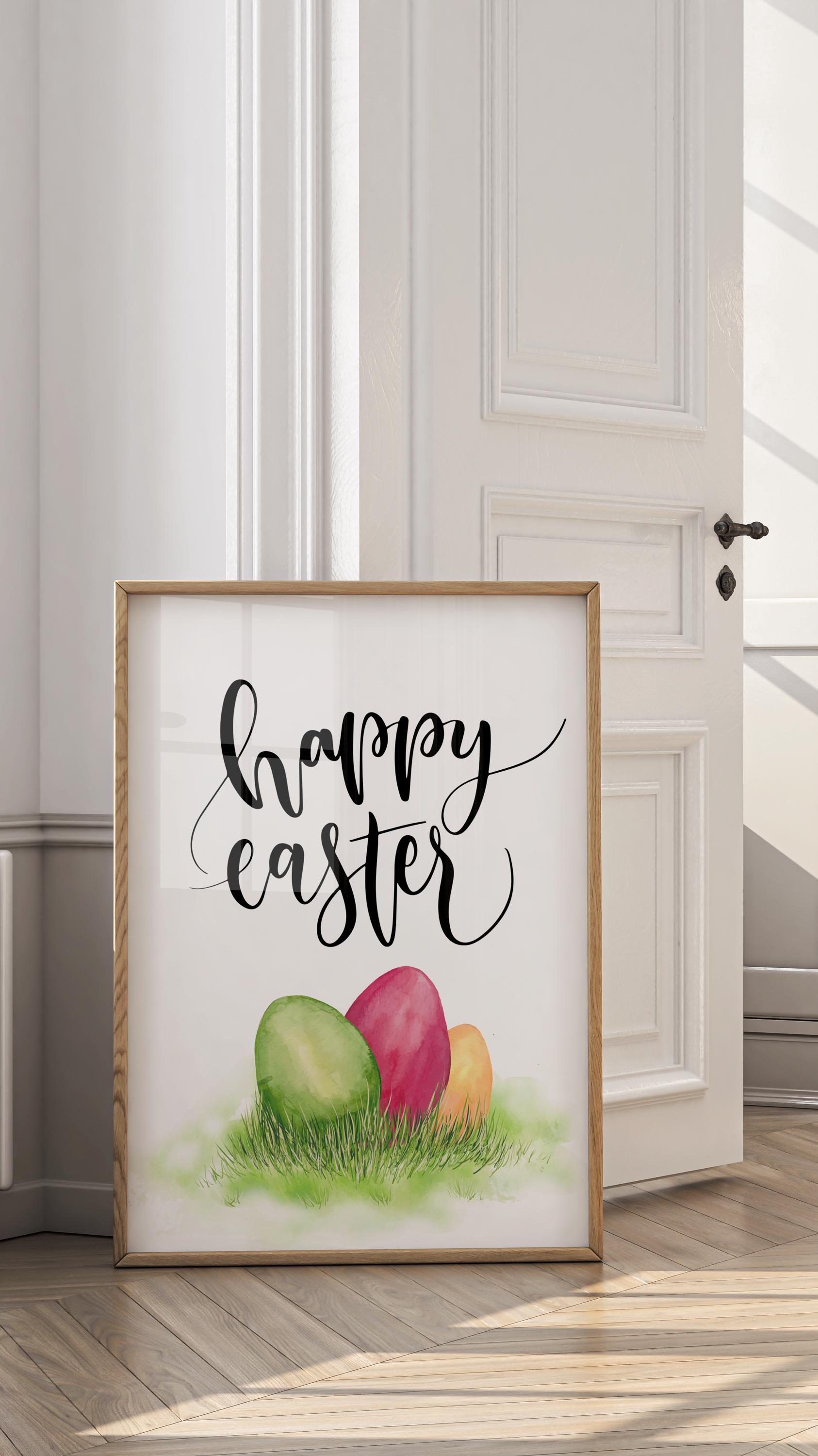 Easter Decor Printable Wall Art, Happy Easter Sign, Easter Print ...