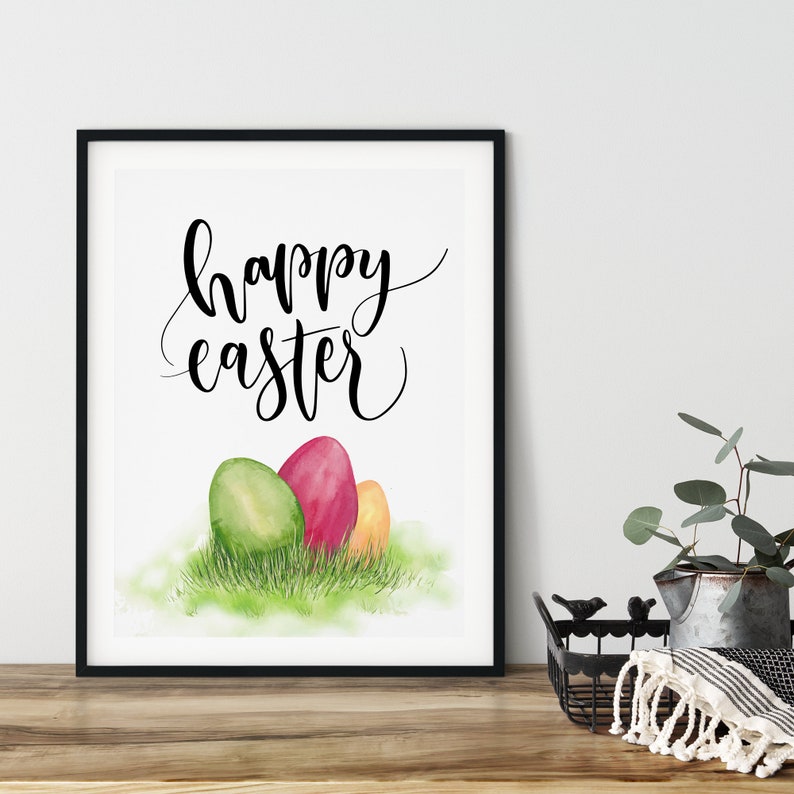 Easter Decor Printable Wall Art, Happy Easter Sign, Easter Print ...