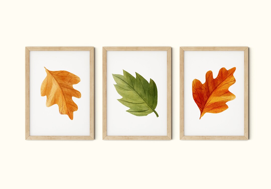 Autumn Decor Set of 3 Prints, Autumn Leaves Printable Wall Art Instant ...