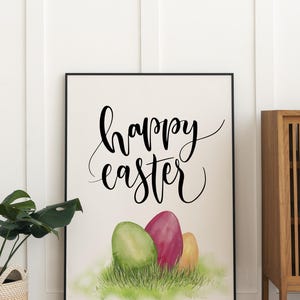 Easter Decor Printable Wall Art, Happy Easter Sign, Easter Print ...