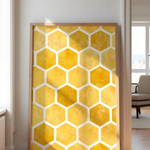 Bee Art Honeycomb Farmhouse Decor Bee Print Yellow Kitchen One Piece ...