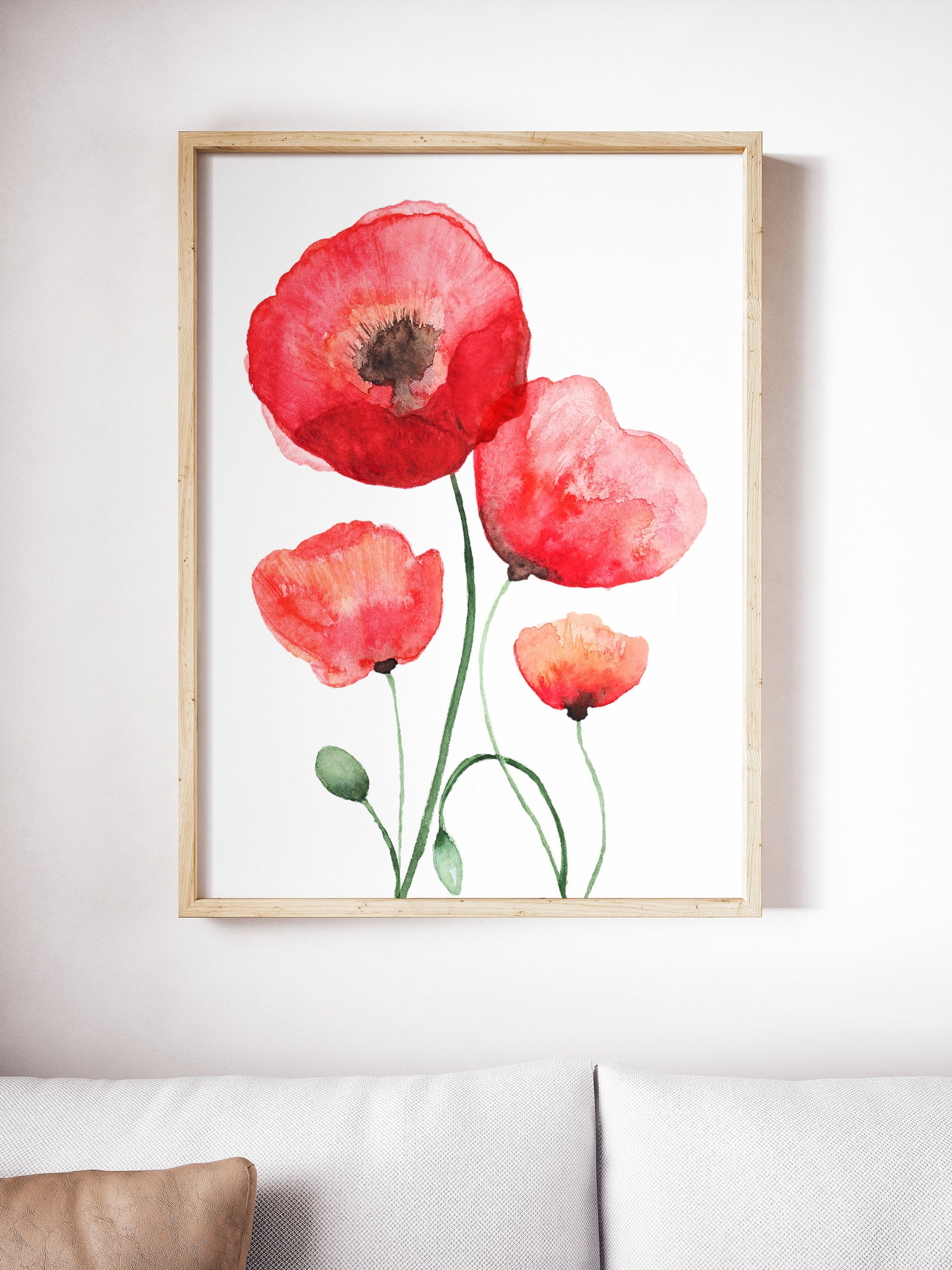 Flower Art Print Poppy Print Instant Download Watercolor - Etsy