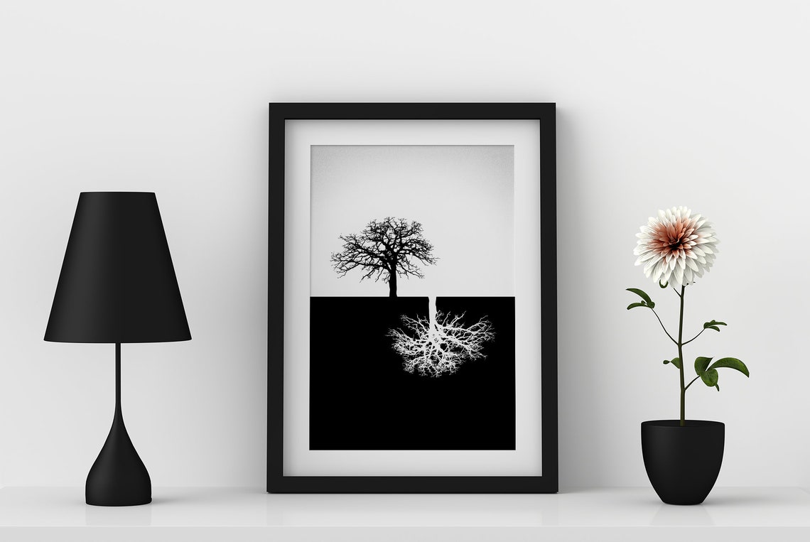 Black and White Wall Art Tree Print Tree Silhouette - Etsy