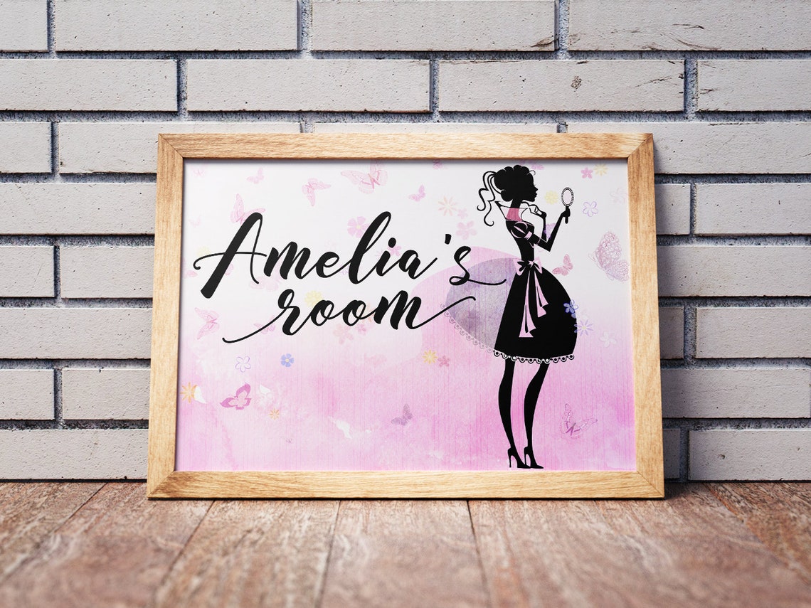 Door Sign for Kids, Personalized Name Bedroom Sign, Girls Room Decor ...