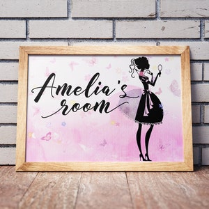 Door Sign for Kids, Personalized Name Bedroom Sign, Girls Room Decor ...