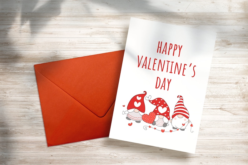 Gnome Valentines Day Card Printable, Valentines Day Gift, Love ...