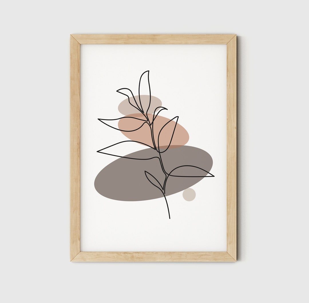 Line Art Print, Line Drawing Flower Printable Wall Art, Minimalist ...