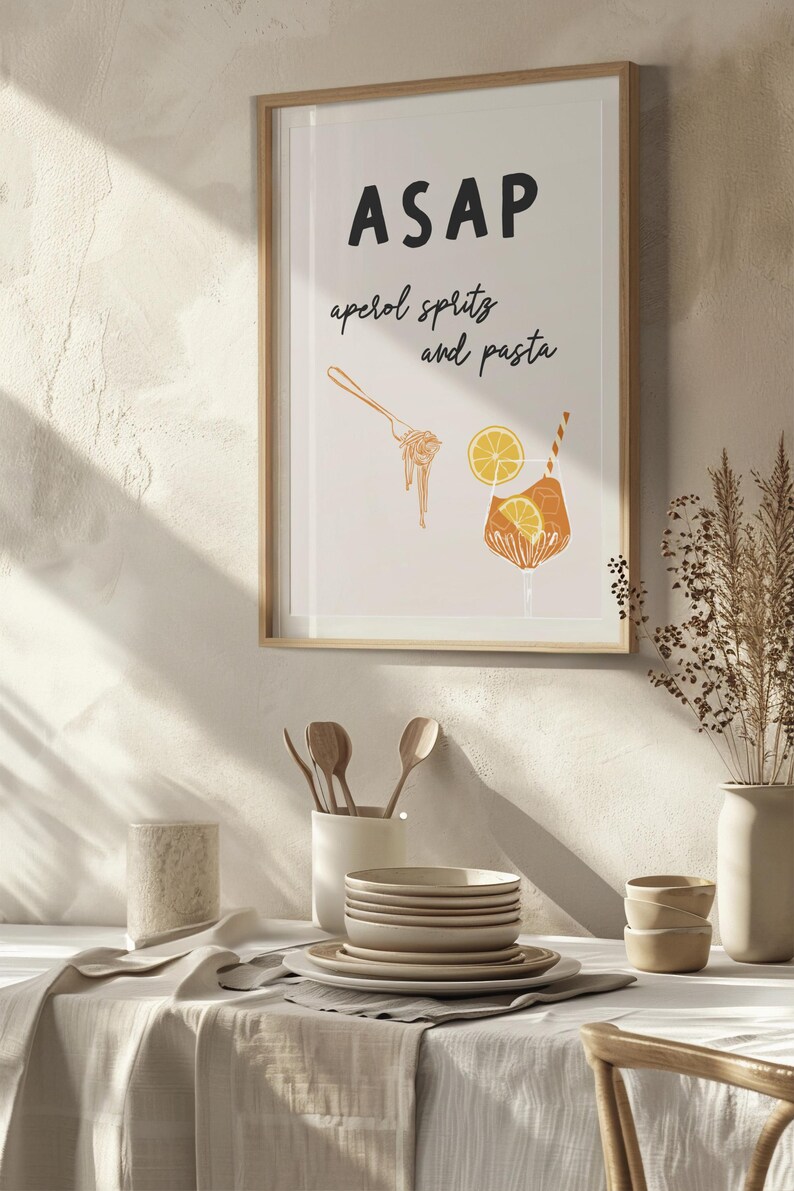 Aperol Spritz Print | Italian Bar Cart Decor | Cocktail Poster | Aperol ...