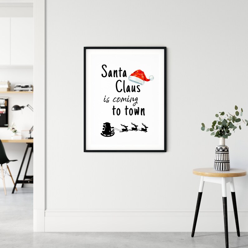 Santa Claus is Coming to Town Sign Christmas Printable - Etsy