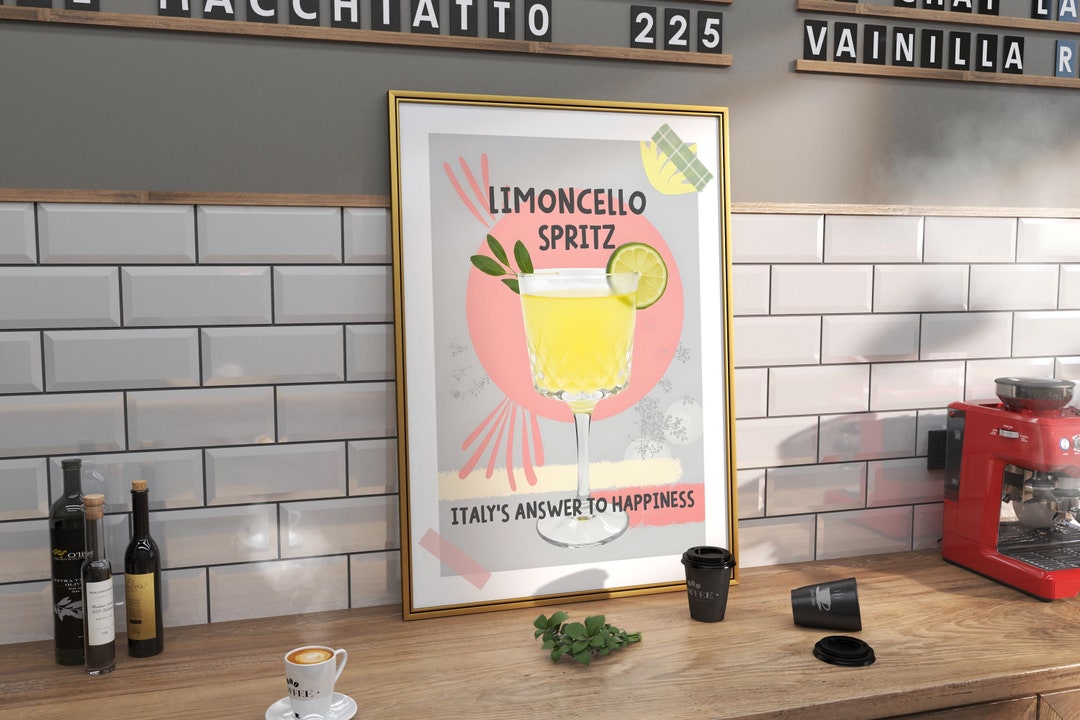 Limoncello Spritz Bar Sign | Italian Bar Cart Decor | Cocktail Poster ...