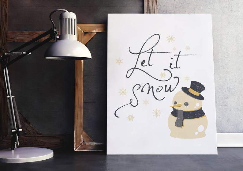 Let It Snow Sign Christmas Printable Art Snowman Christmas - Etsy