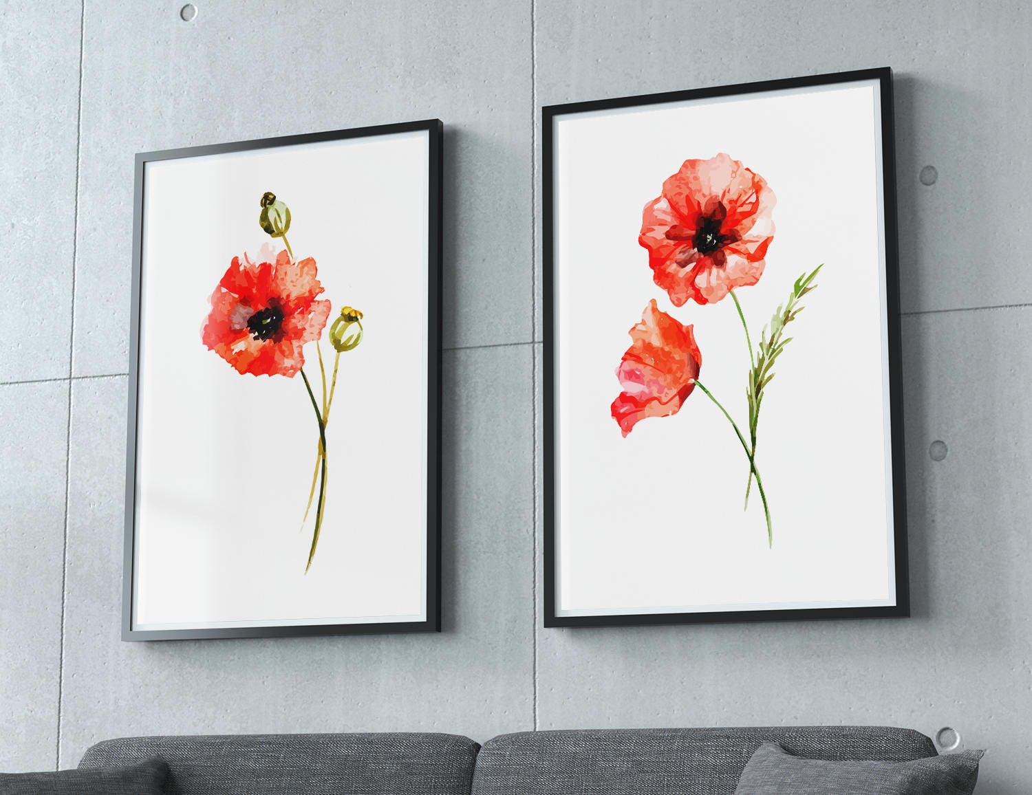 Red Poppy Wall Art Print Botanical Print Set of 2 Red - Etsy