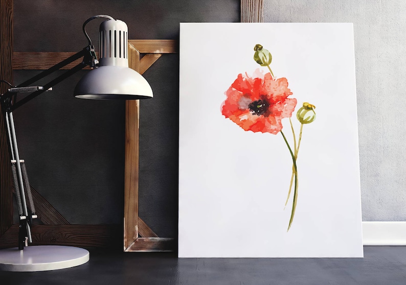 Red Poppy Wall Art Print Botanical Print Set of 2 Red - Etsy