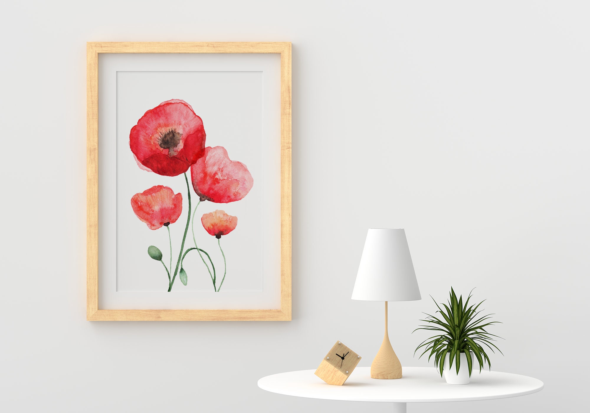 Flower Art Print Poppy Print Instant Download Watercolor - Etsy
