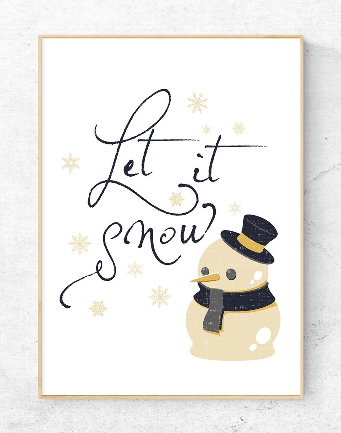Let It Snow Sign Christmas Printable Art Snowman Christmas - Etsy