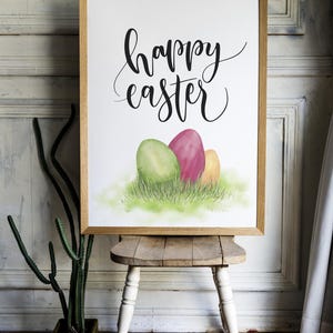 Easter Decor Printable Wall Art, Happy Easter Sign, Easter Print ...