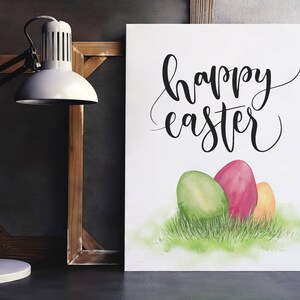 Easter Decor Printable Wall Art, Happy Easter Sign, Easter Print ...