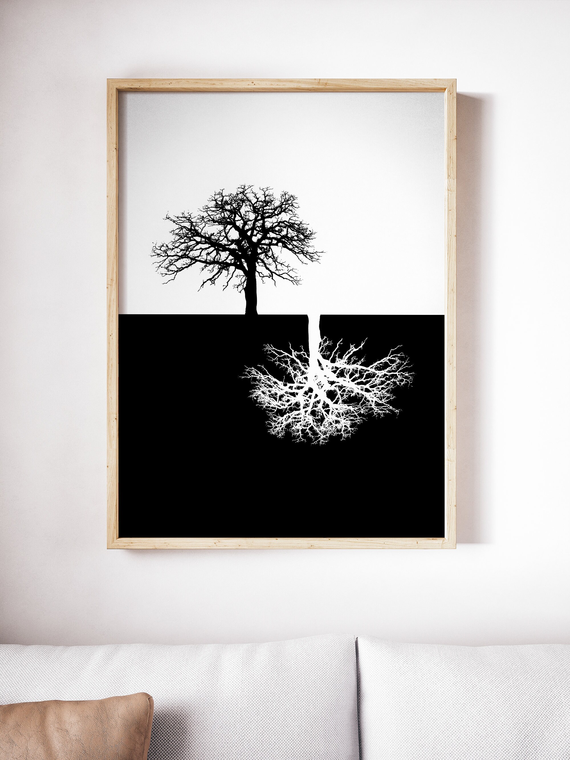 Black and White Wall Art Tree Print Tree Silhouette - Etsy