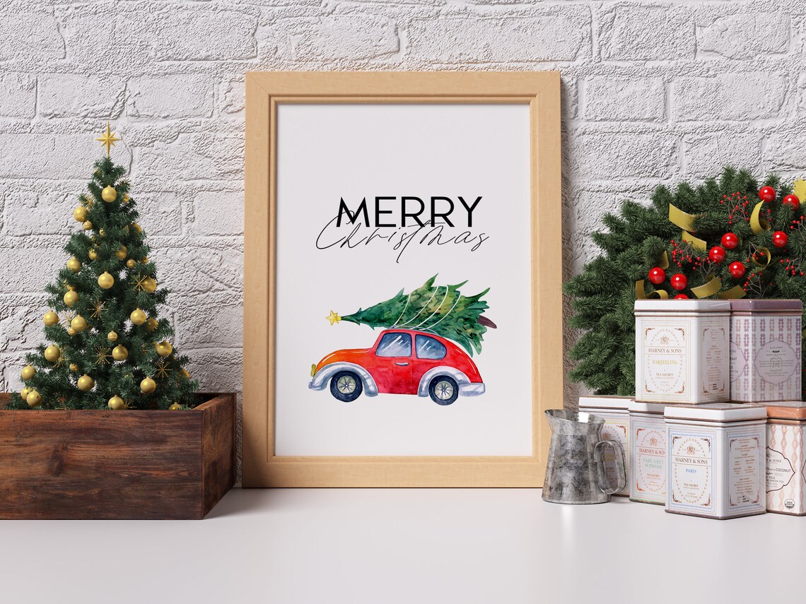 Merry Christmas Printable Sign, Christmas Decor, Holiday Sign Decor ...