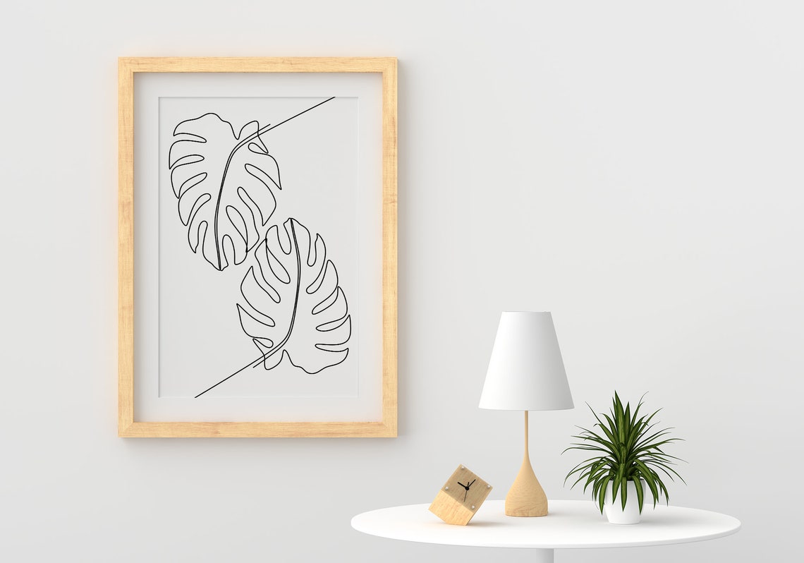 Line Art Print Leaf Line Drawing Wall Art Printable - Etsy