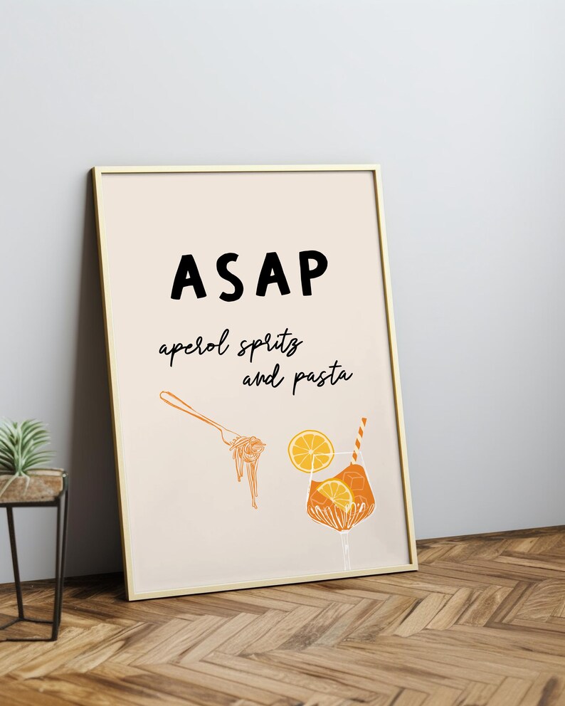 Aperol Spritz Print | Italian Bar Cart Decor | Cocktail Poster | Aperol ...