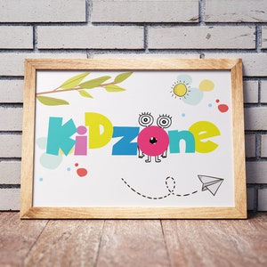 Playroom Decor Kids Zone Sign Printable Art, Kids Room Decor, Nursery ...