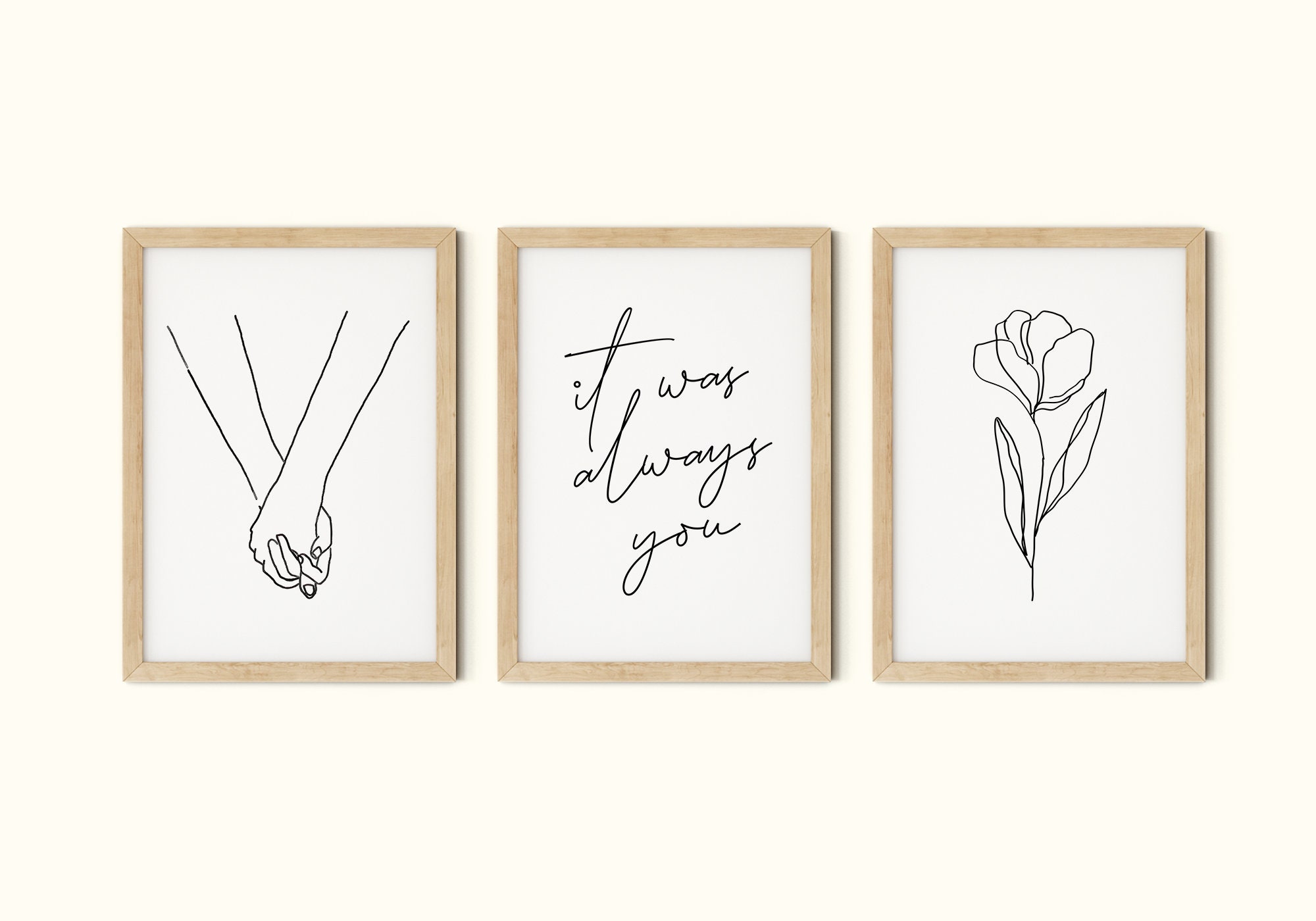 It Was Always You Sign, Line Art Print Set of 3, Line Drawing Printable ...