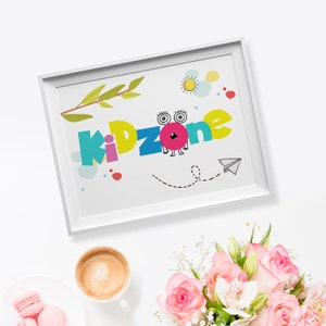 Playroom Decor Kids Zone Sign Printable Art, Kids Room Decor, Nursery ...