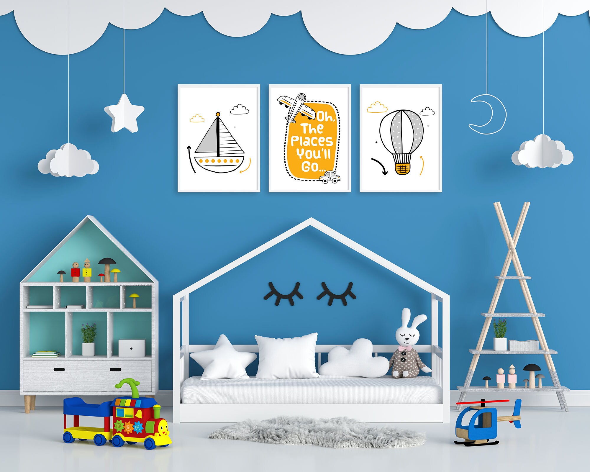 Oh the Places You'll Go Printable Nursery Wall Art Set of - Etsy