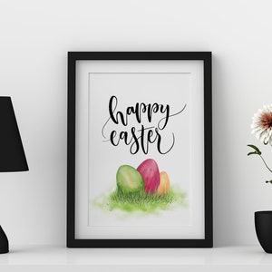 Easter Decor Printable Wall Art, Happy Easter Sign, Easter Print ...