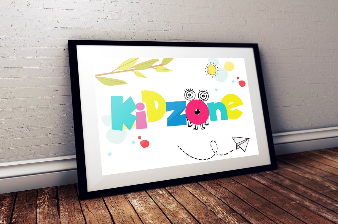 Playroom Decor Kids Zone Sign Printable Art Kids Room Decor | Etsy