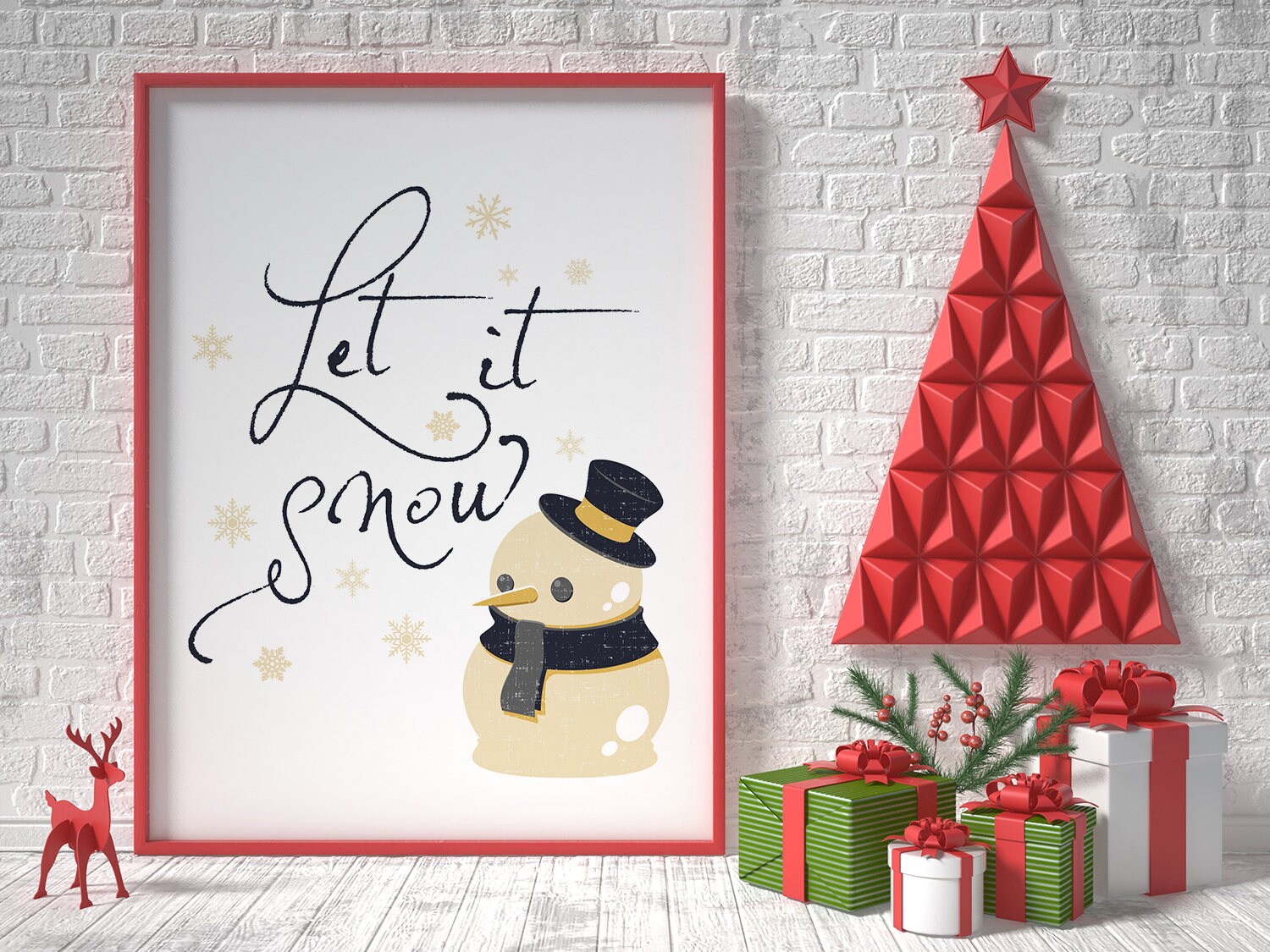 Let It Snow Sign Christmas Printable Art Snowman Christmas - Etsy