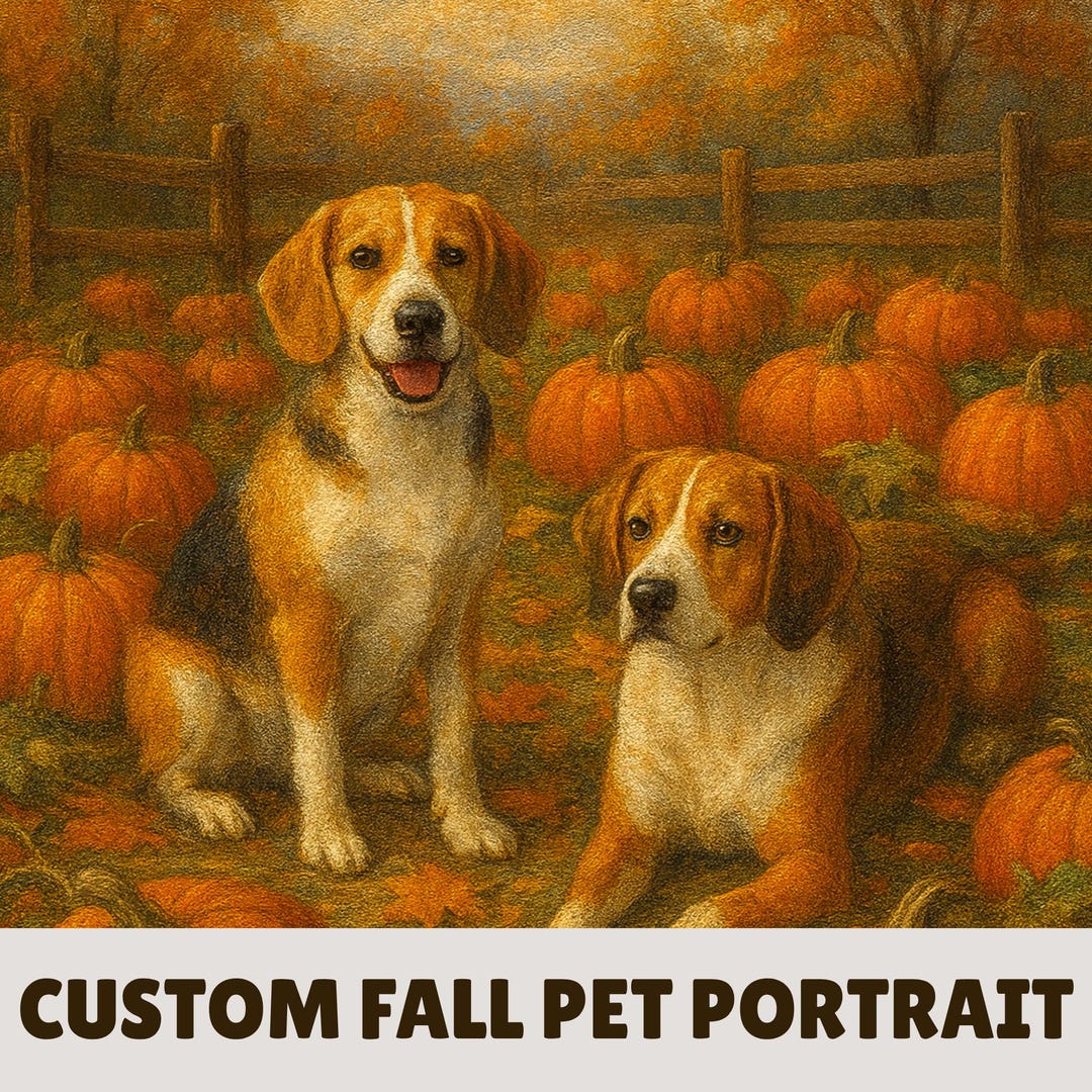 Custom Fall Pet Portrait – Personalized Autumn Pet Art From Photo ...