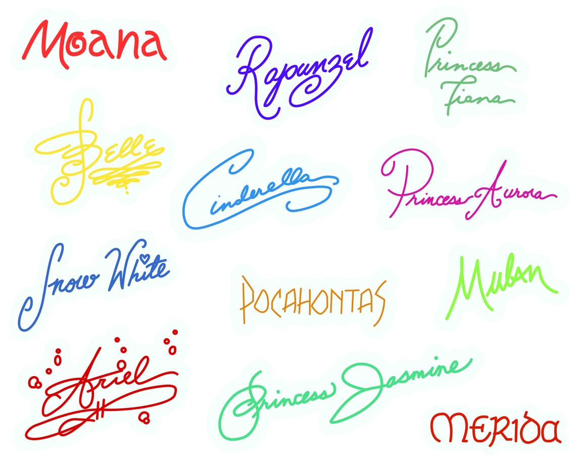 Disney Signatures Collection Transparent Stickers Princesses | Etsy