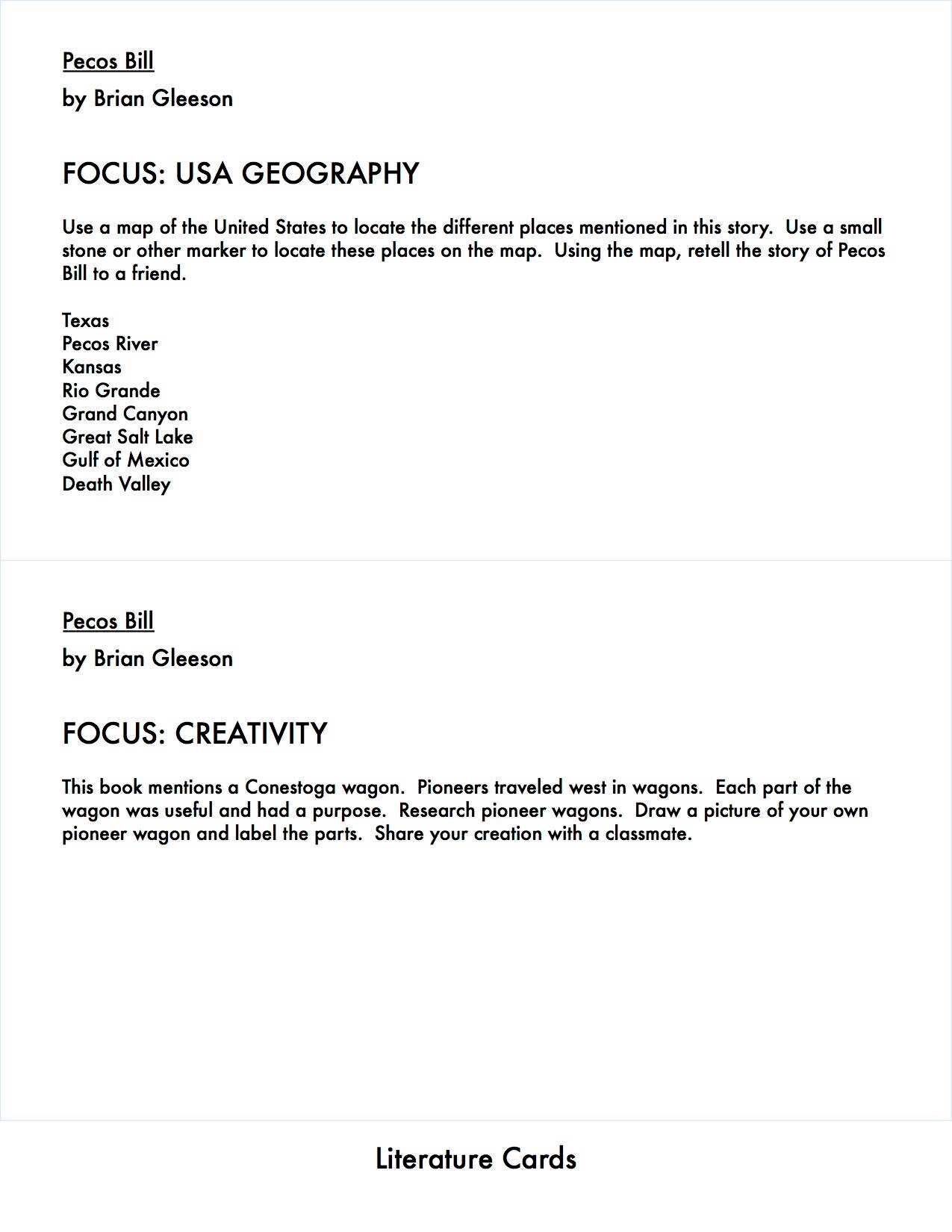 DIGITAL Tall Tales Literature Cards - Etsy