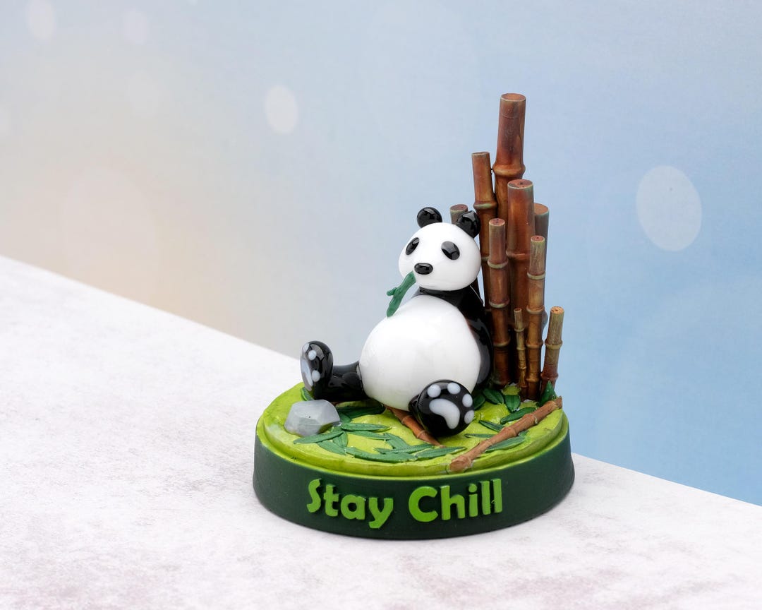 Handmade Murano Glass Panda Figurine With 3D Bamboo Base - Etsy