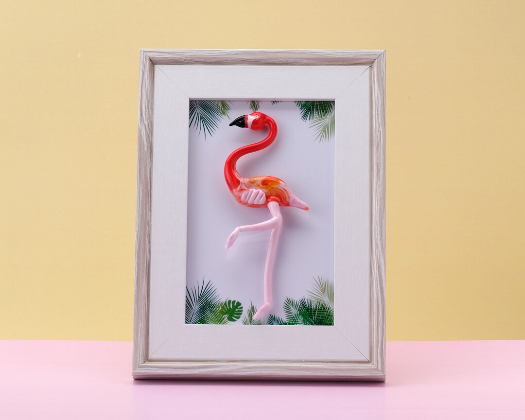 Glass Flamingo Figurine in Frame for Tabletop and Wall Decor - Etsy
