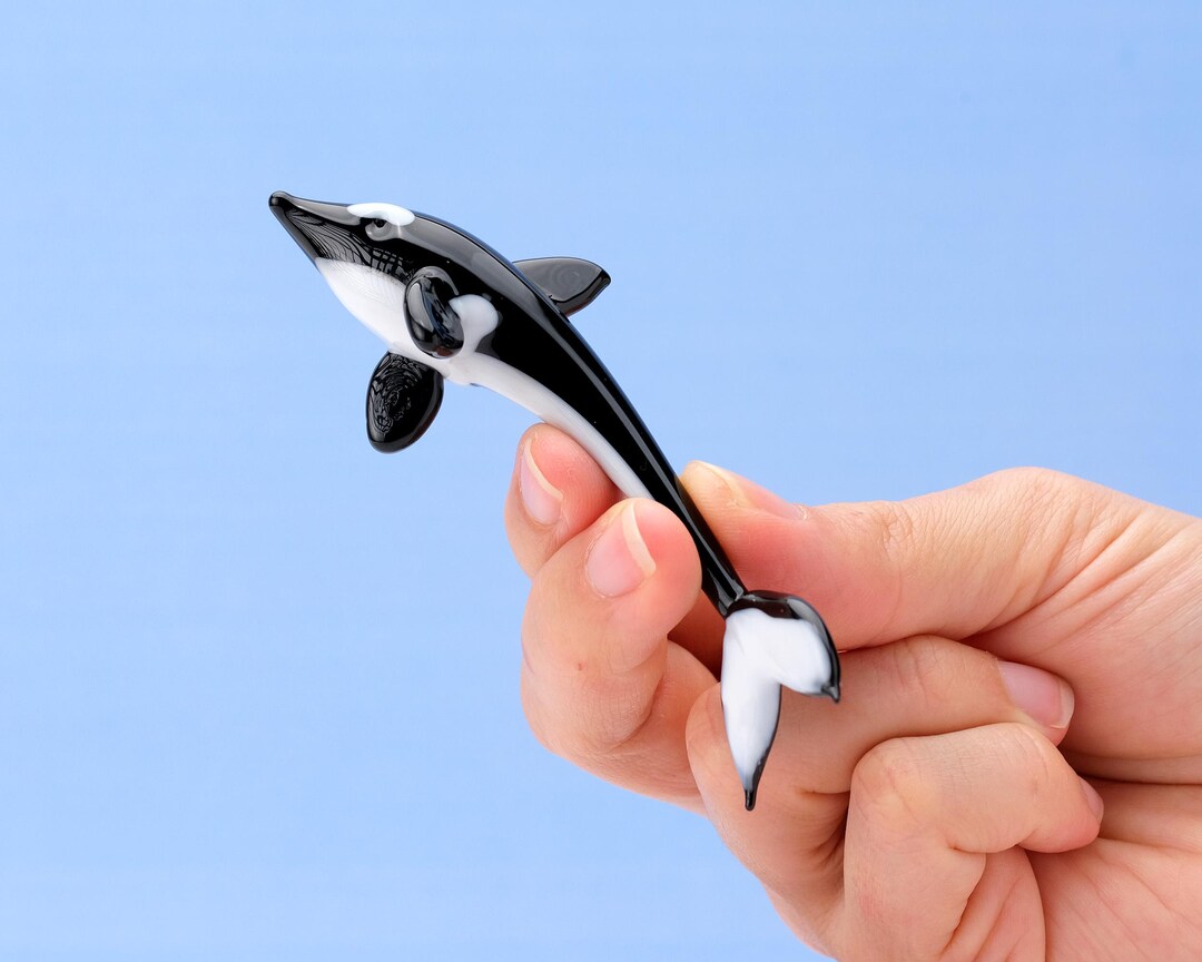 Handmade Glass Orca Whale Figurine: Miniature Ocean Decor - Etsy