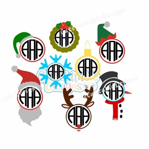 Christmas Svg Monogram Frame Svg Santa Svg, Snowman Svg, Santa Hat, Elf ...