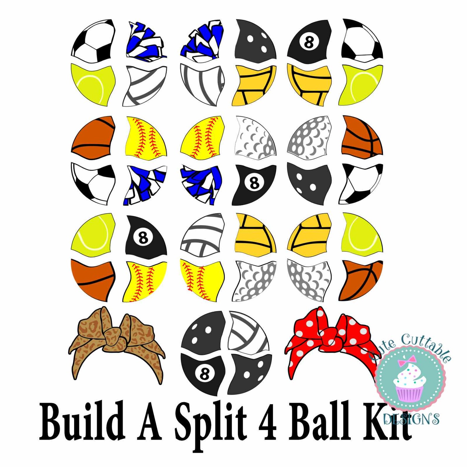 Split Ball SVG Bundle: Sports Clipart, Soccer, Baseball, Basketball ...